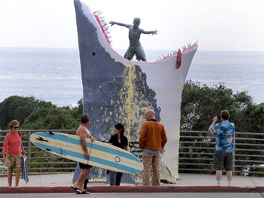 Fake Shark Devours Surfer In Latest Statue Prank - CBS News