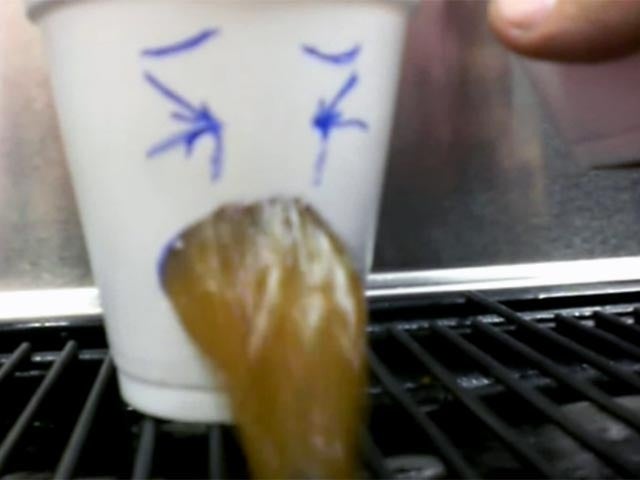 Barfing cup is a metaphor for life - CBS News