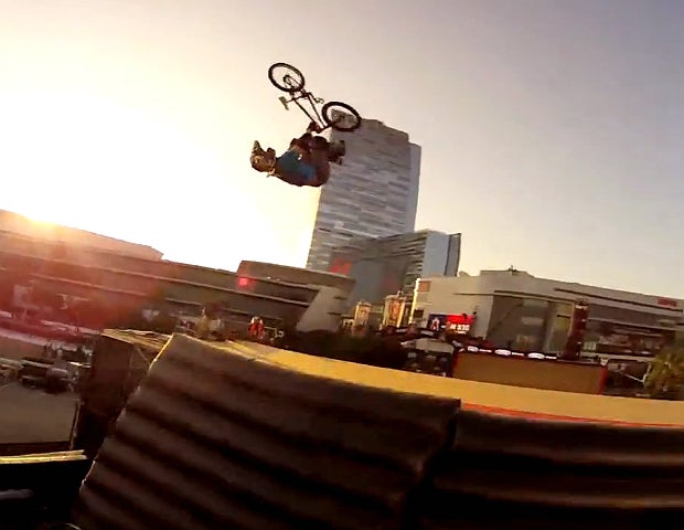 Chad Kagy wears a helmet cam for the BMX Big Air - CBS News