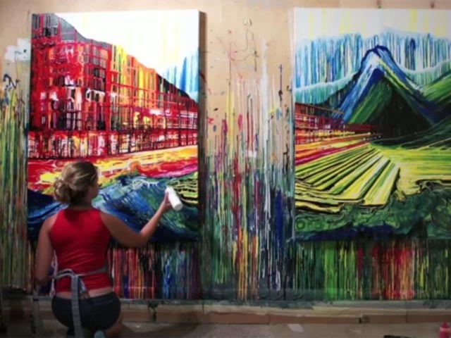 Timelapse art: Amy Shackleton paints without paint brushes - CBS News