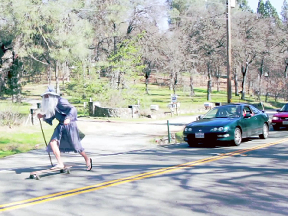 You shall not pass Gandalf skating on a longboard - CBS News