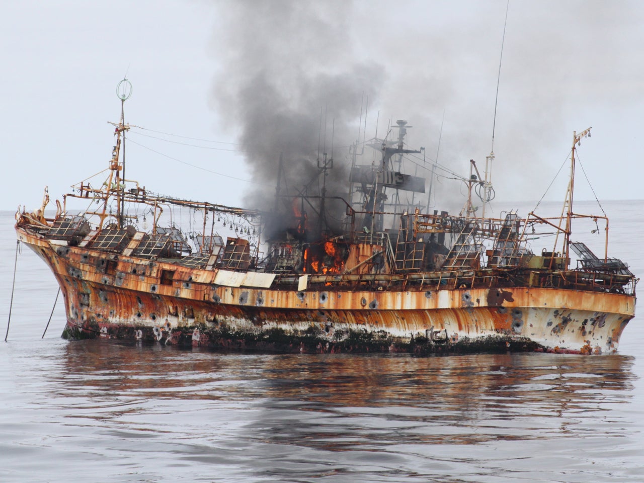 Coast Guard cannon fire sinks Japanese ghost ship - CBS News