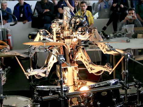 Just a four-armed, mohawked robot playing a drum cover to the Ramones ...