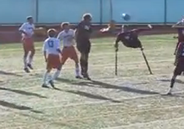 Watch: One-legged soccer player scores amazing goal - CBS News