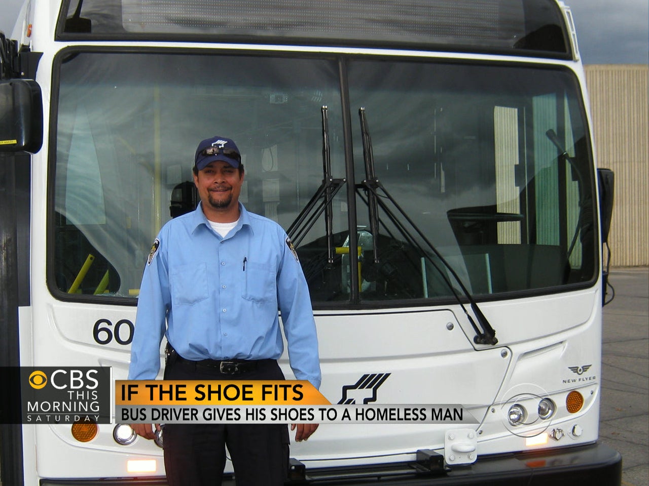 Bus driver gives his shoes to homeless man - CBS News