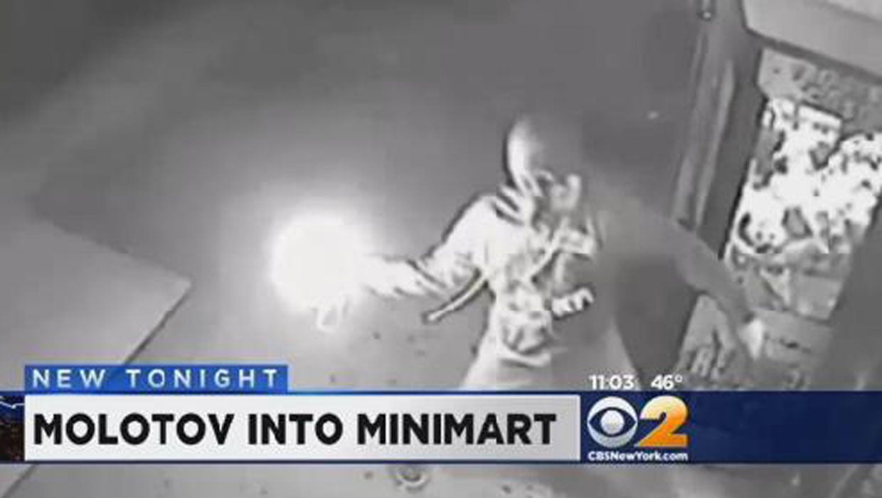 Surveillance footage captures suspect throwing Molotov cocktail into ...