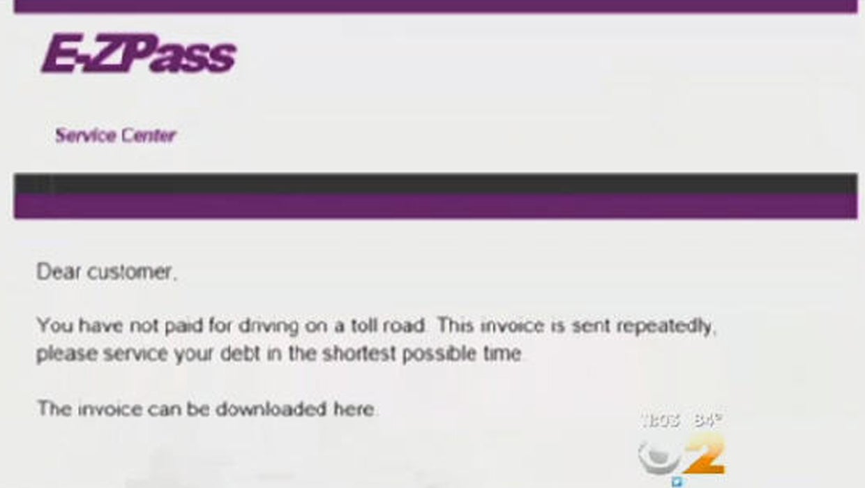 E Zpass Toll Customers Are At Risk Of New Phishing Scam Cbs News