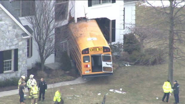 School bus slams into suburban Philadelphia home - CBS News