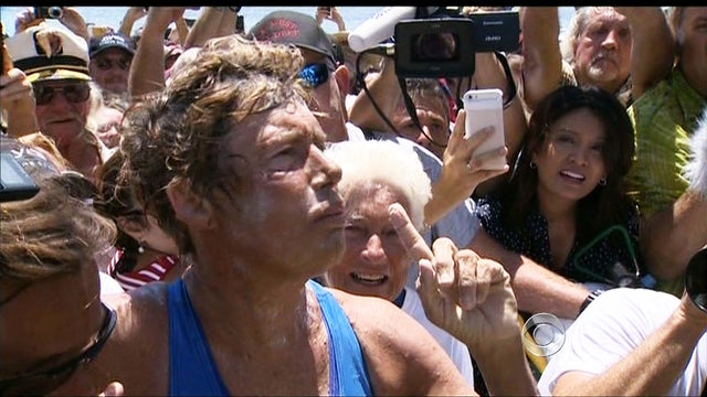 Diana Nyad completes historic swim from Cuba to Florida - CBS News