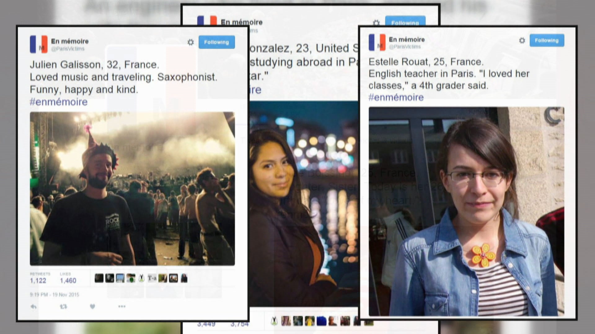 Lives cut short by Paris attacks remembered in 140 characters - CBS News