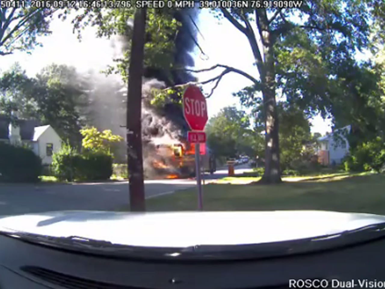 School bus goes up in flames with 20 kids on board - CBS News