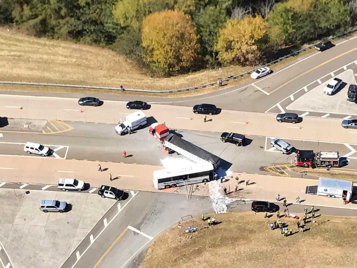 Charter bus crashes into tractor-trailer in Georgia - CBS News