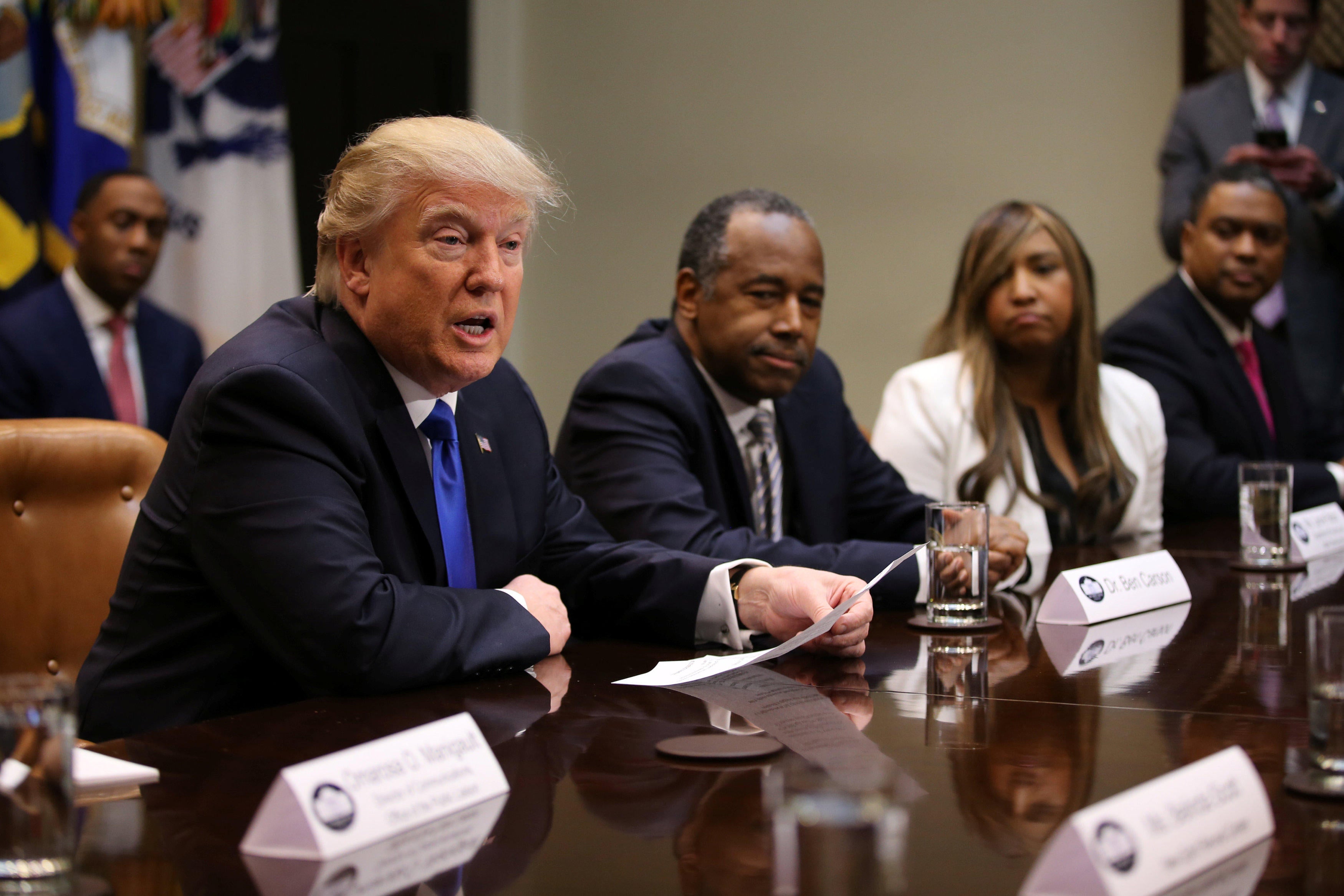 Trump blasts media at African-American "listening session" - CBS News