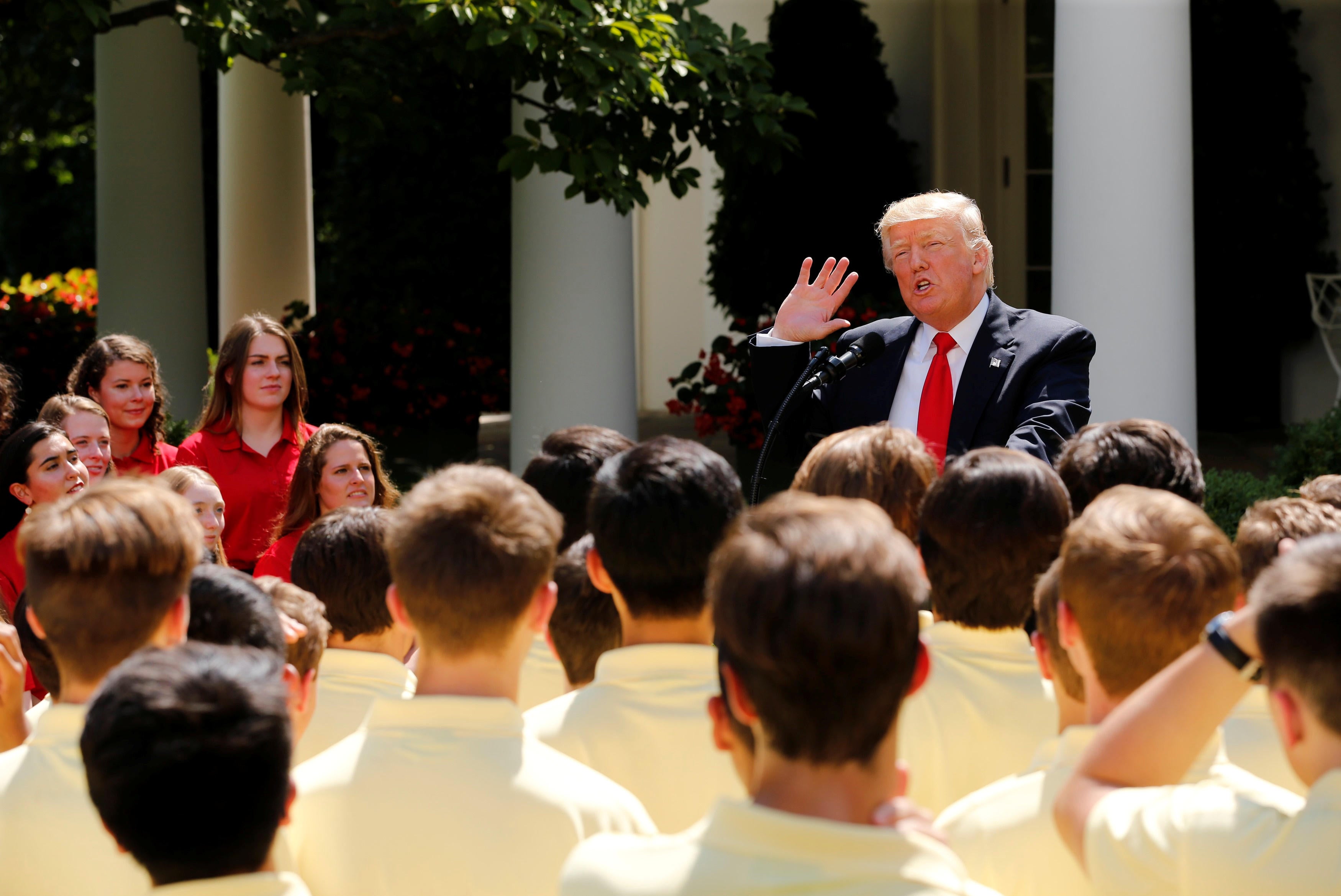 Trump praises his election as "a pretty amazing moment" in history ...