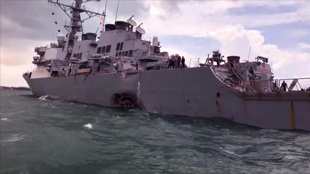 USS John S. McCain collision: Pictures show damage to U.S. Navy ...