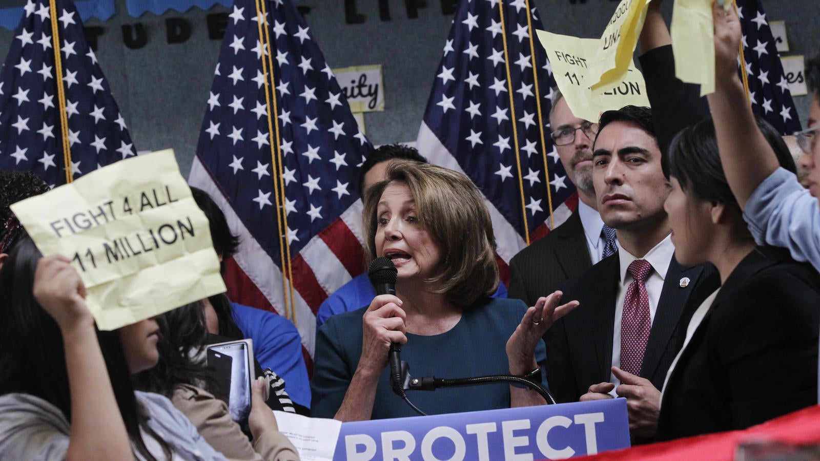 Nancy Pelosi shouted down by pro-immigration protesters in California ...