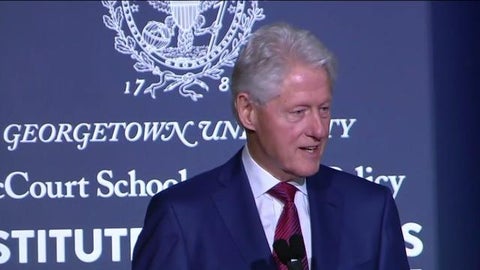 President Bill Clinton delivers a speech at Georgetown University - CBS ...