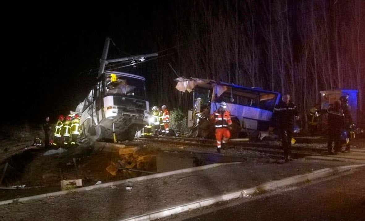 France train crash with school bus cuts vehicle in two - CBS News