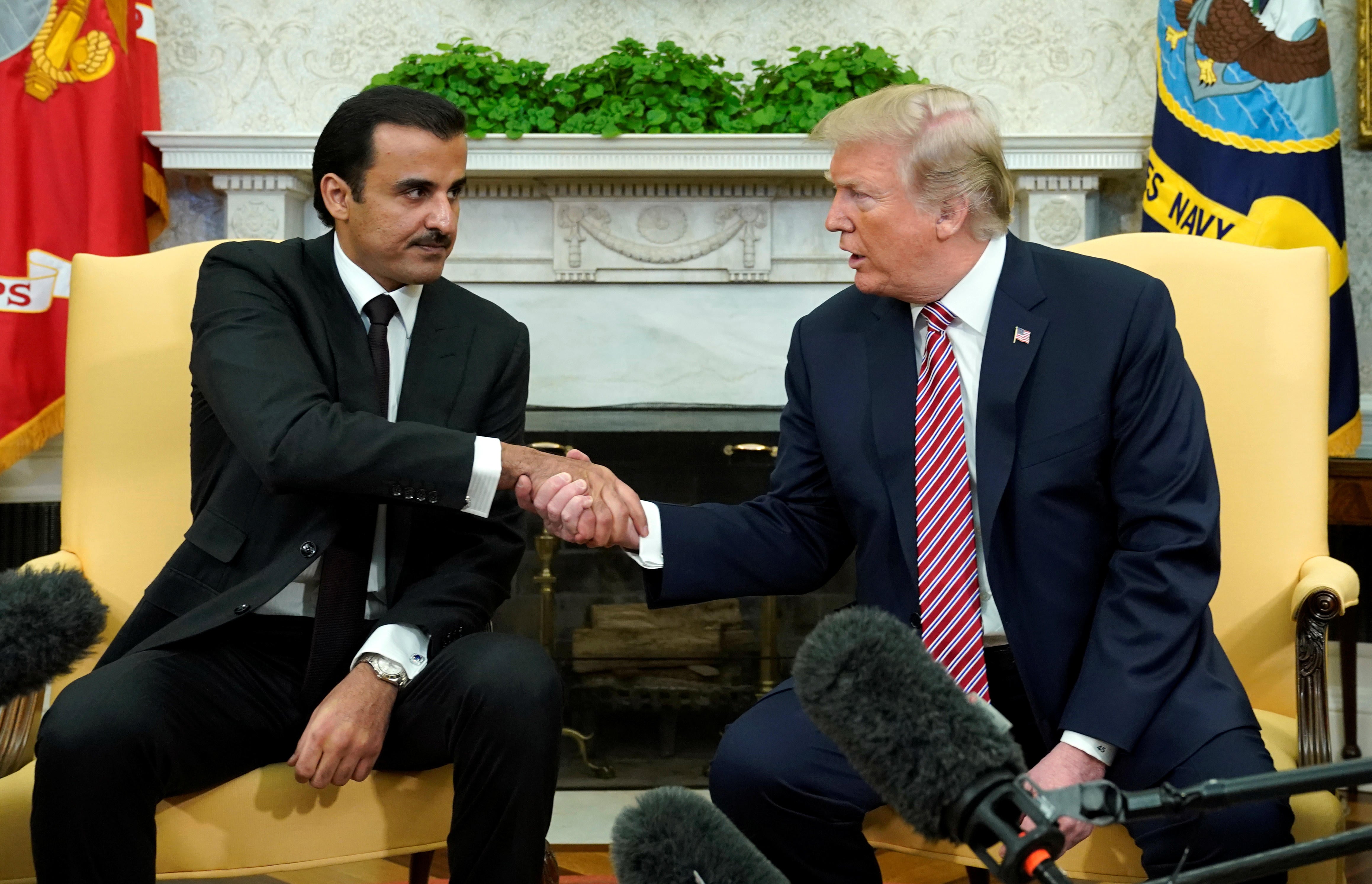 Trump, emir of Qatar talk end of terrorism funding during White House ...