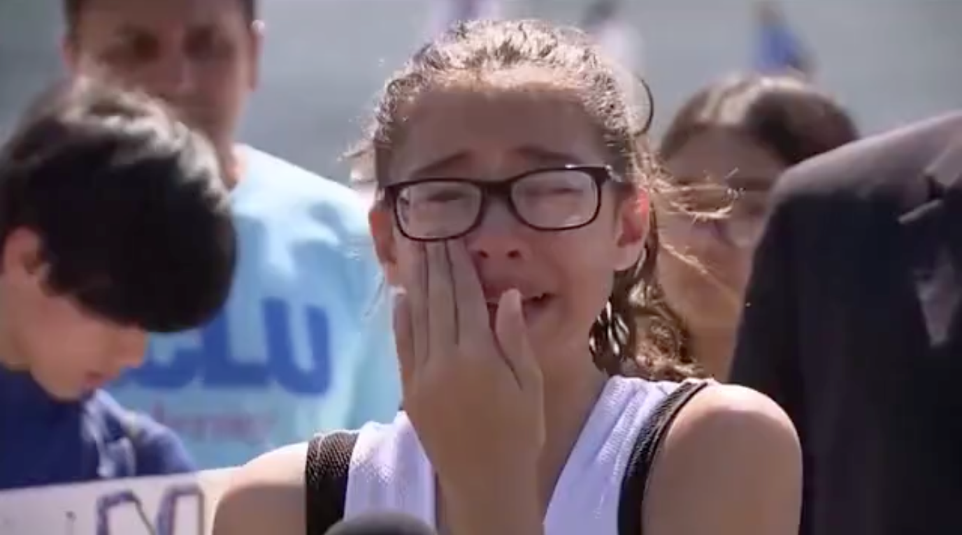 12-year-old girl sobs at rally while talking about her father, who was ...