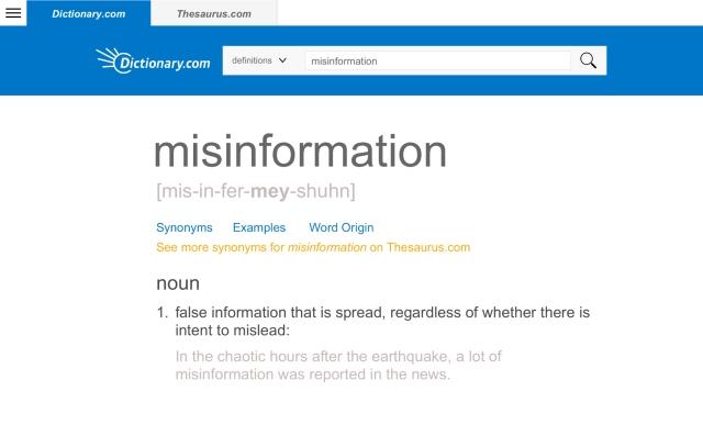 Dictionary.com picks "misinformation" as word of the year for 2018 ...