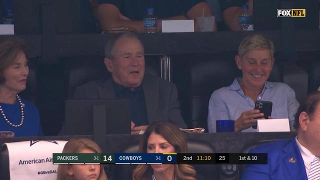 Ellen DeGeneres defends George Bush friendship at Cowboys game, posts ...