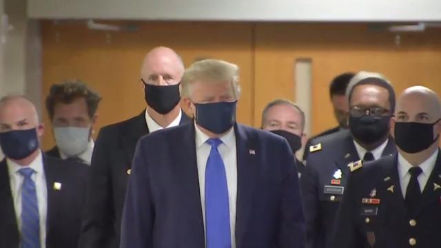 Trump seen wearing face mask in public for first time - CBS News
