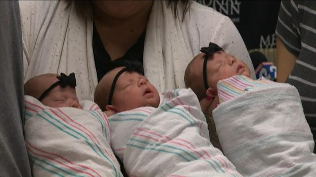Texas couple welcomes rare identical triplets - CBS News