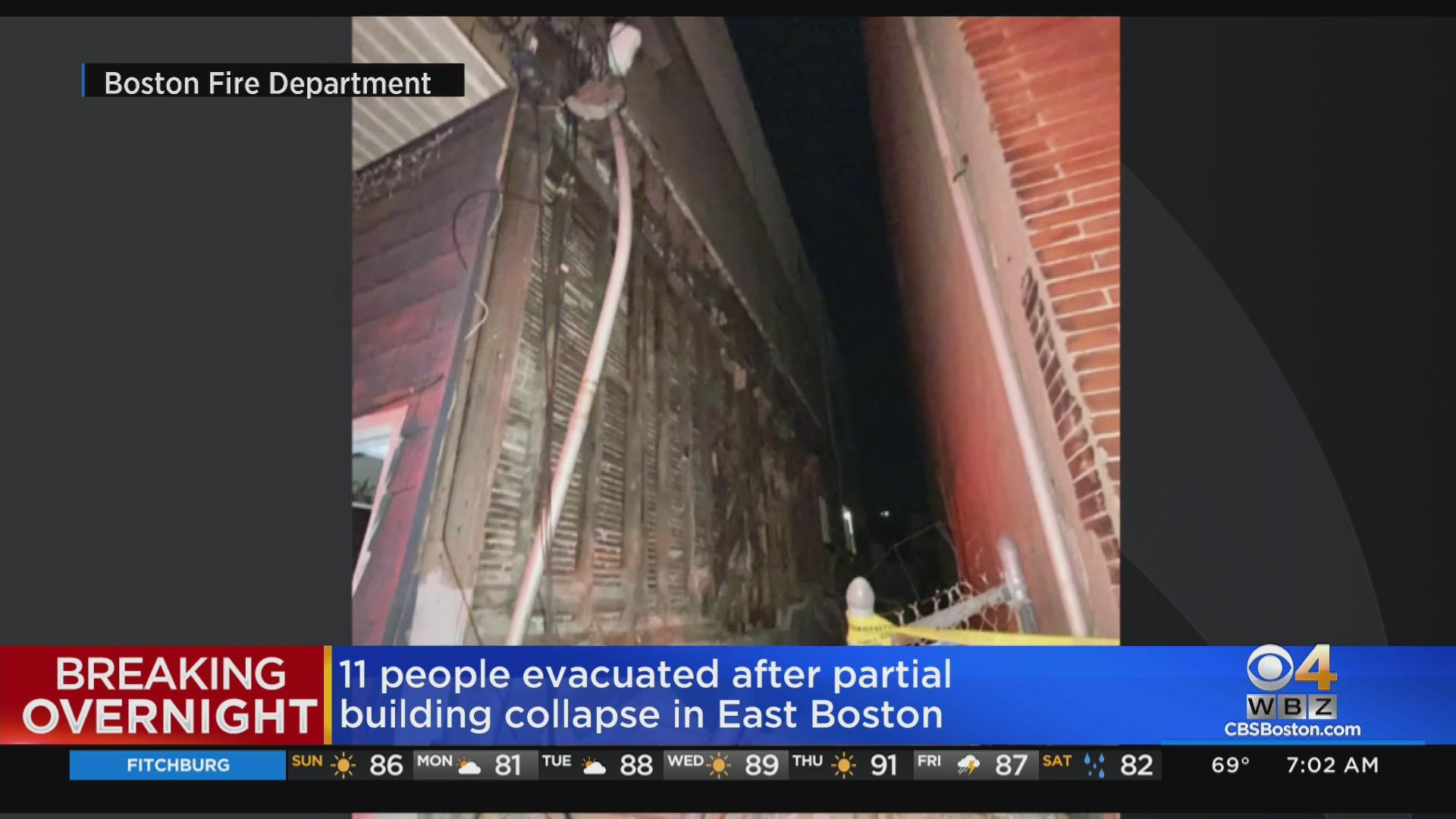 11 people evacuated after partial building collapse in East Boston ...