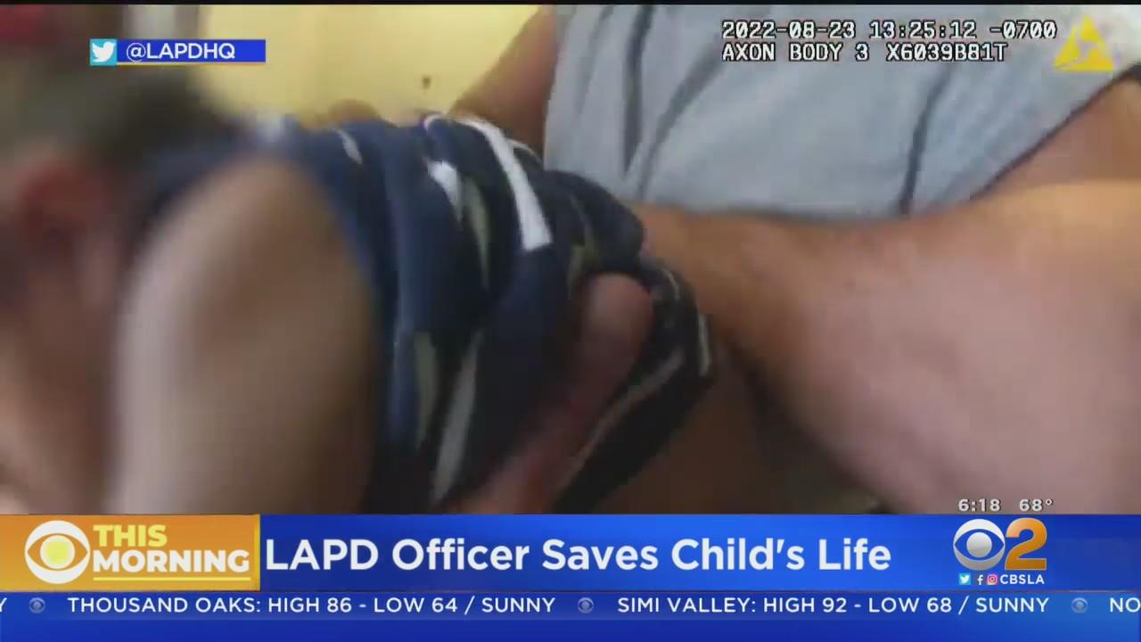 LAPD officer's body cam captures scary moment baby stopped breathing - CBS Los Angeles