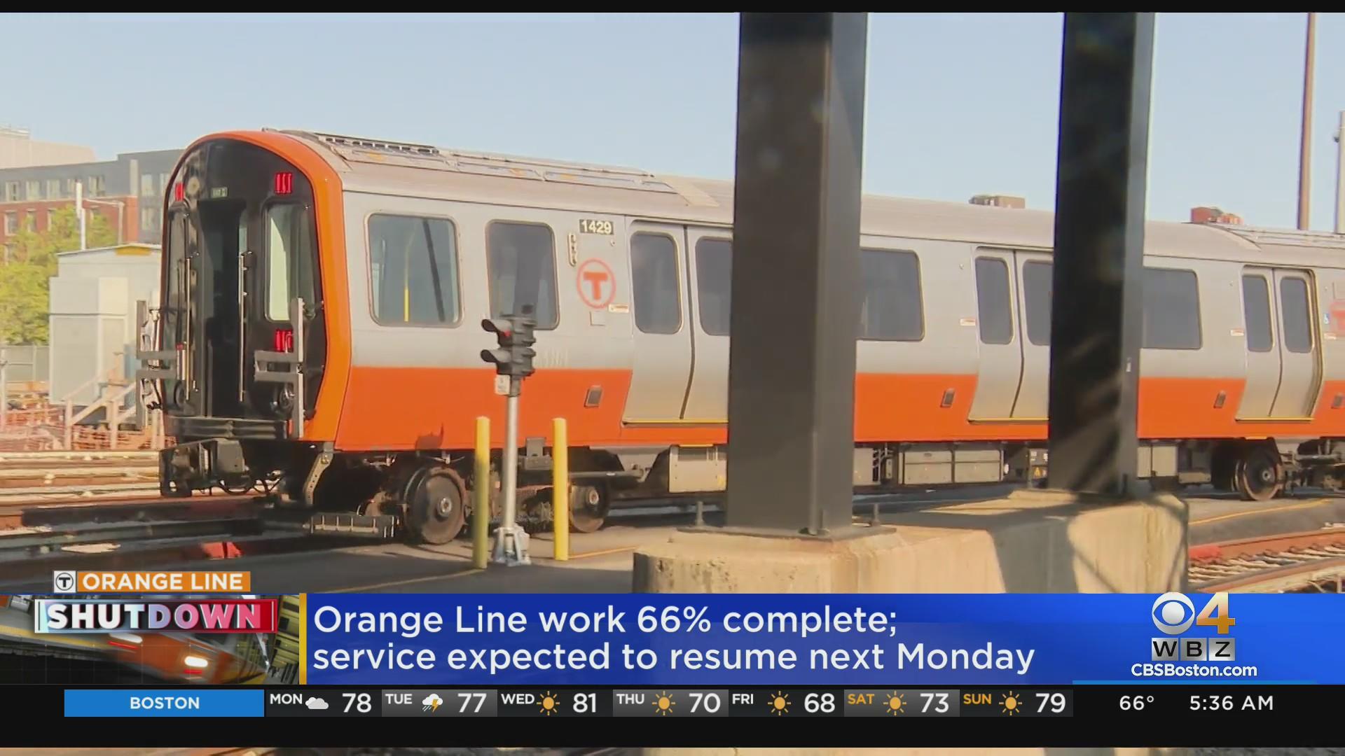 Orange Line work over two-thirds complete, service expected to resume ...