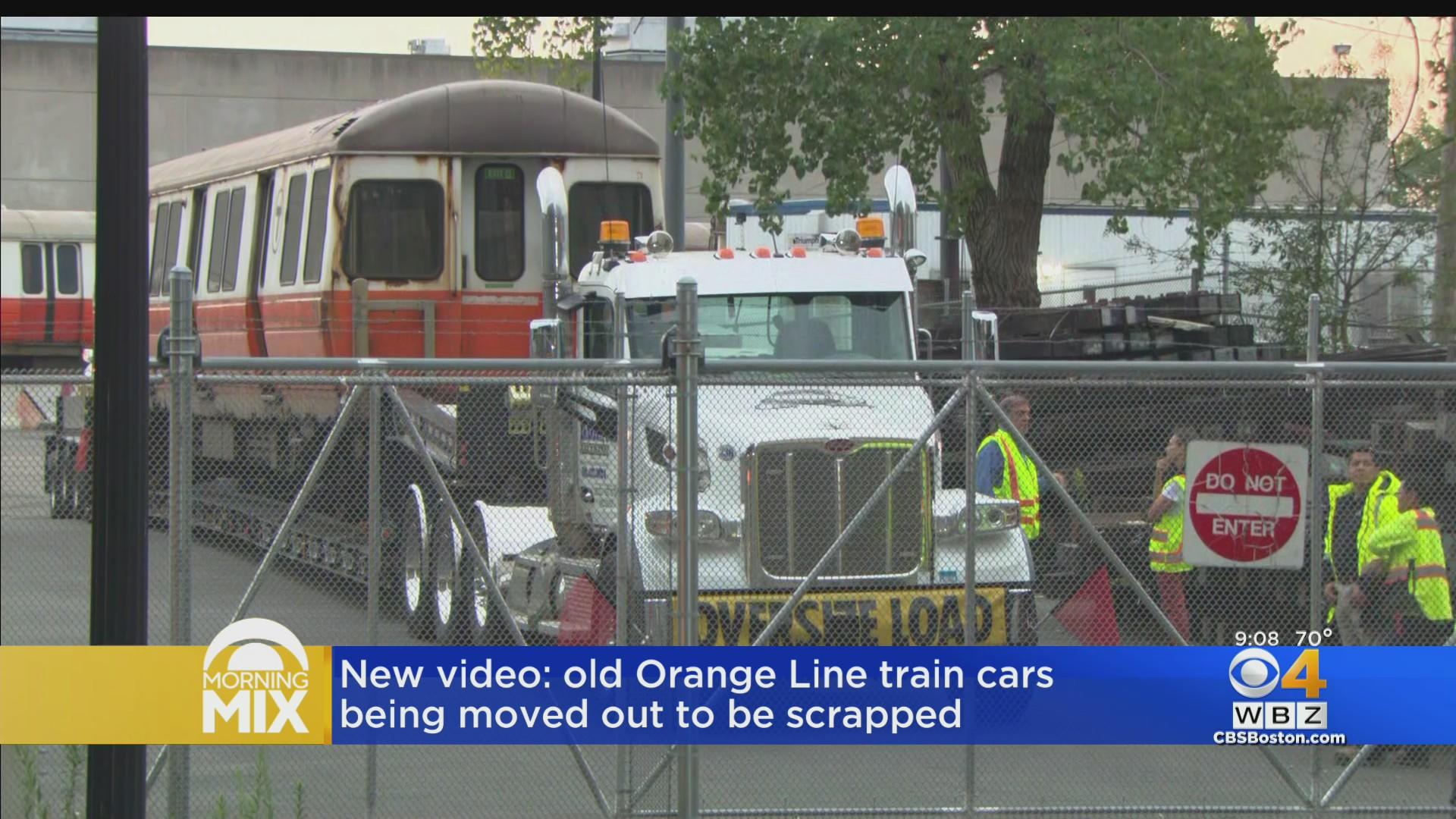 MBTA sends 40-year-old Orange Line cars off to scrap heap - CBS Boston