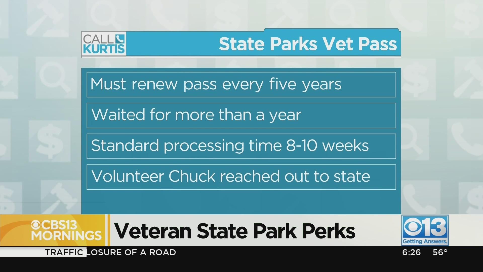 Call Kurtis: Veteran's state parks pass delayed - CBS Sacramento