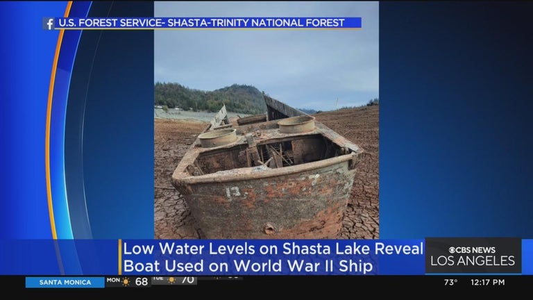 World War II "ghost boat" emerges in drought-stricken California lake ...