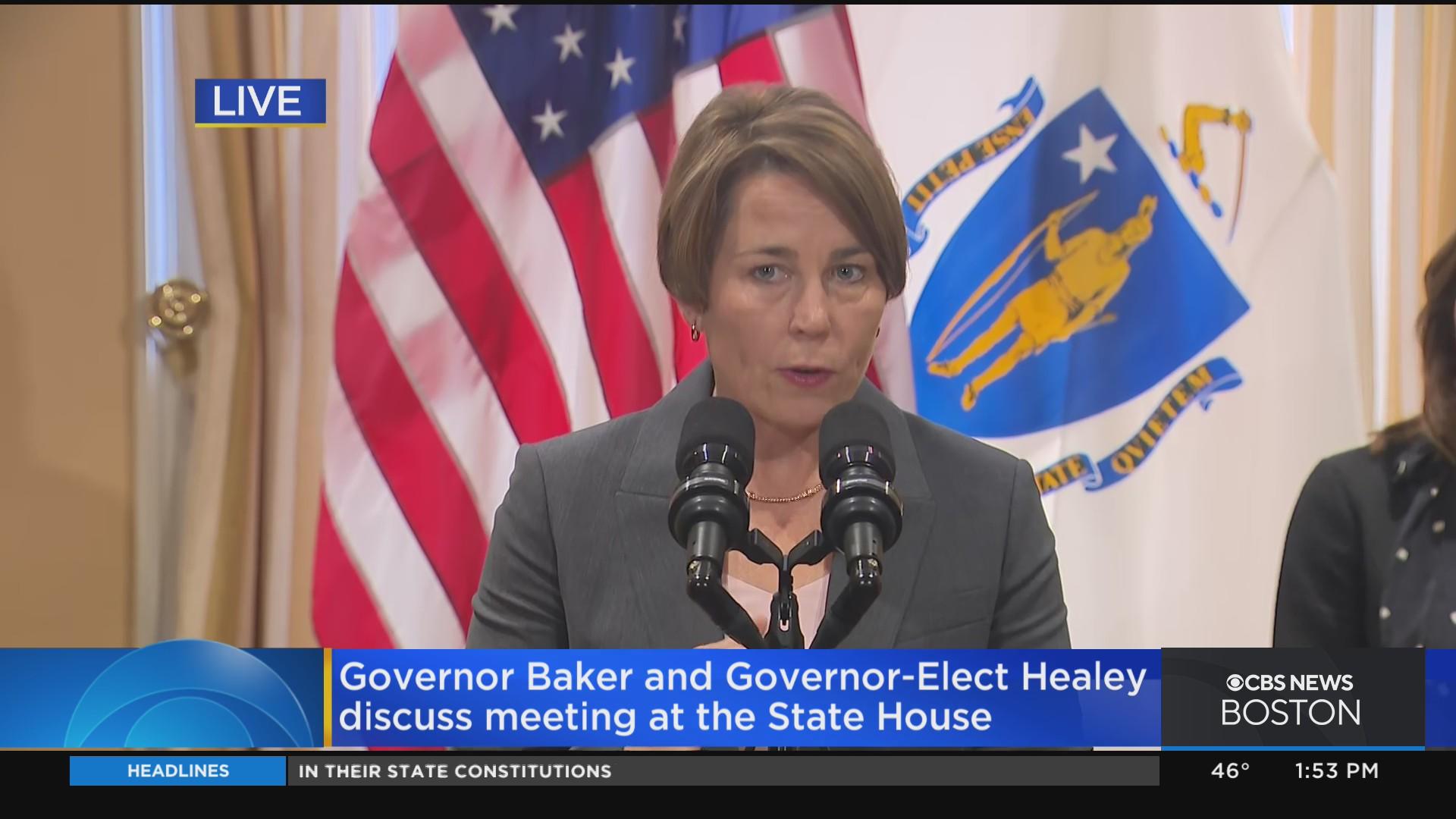 Mass. Governor-elect Maura Healey meets with Charlie Baker to begin ...