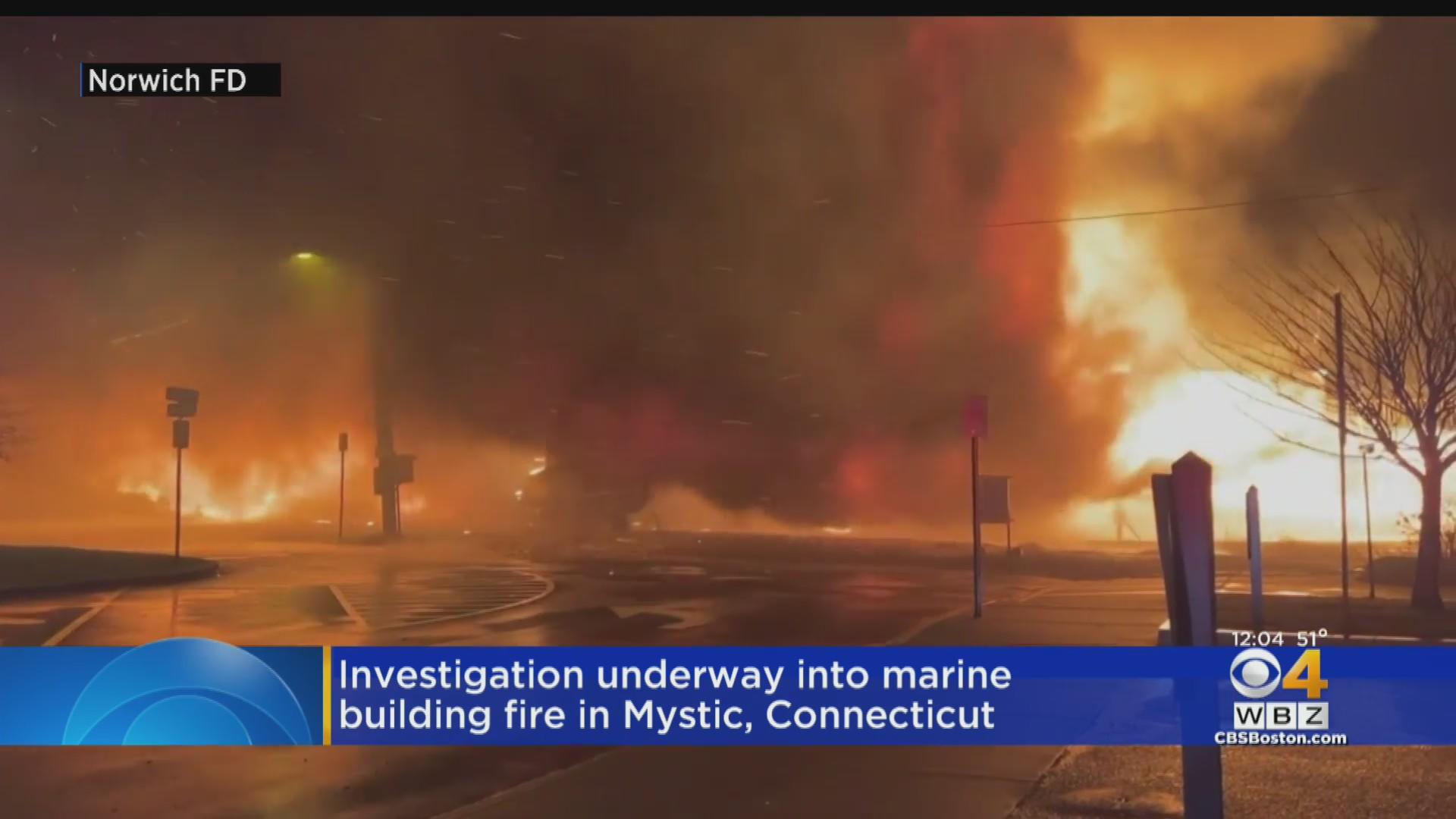 Wind-driven fire tears through Mystic, Connecticut marina - CBS Boston