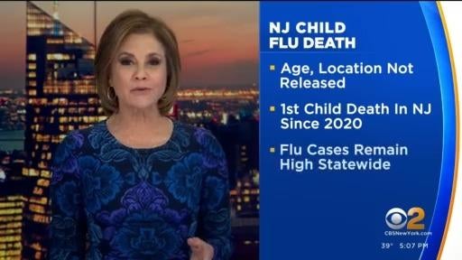 New Jersey confirms first child flu death since 2020 - CBS New York