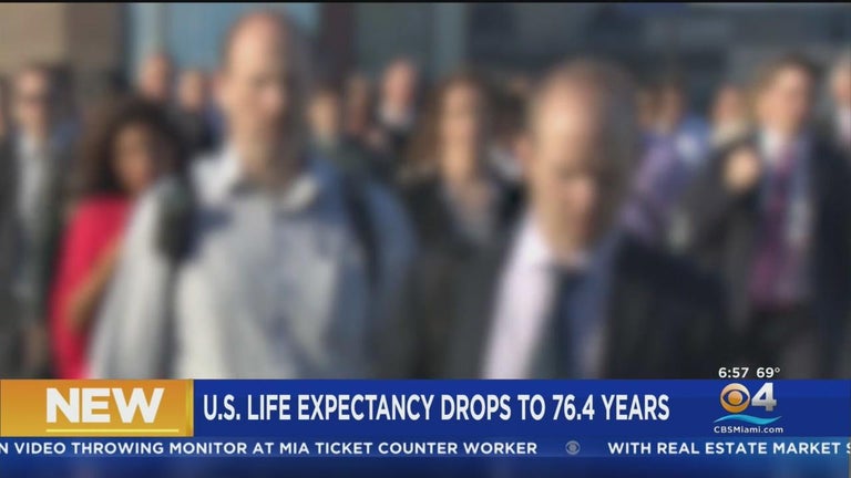 US life expectancy drops to lowest level in 25 years, CDC reports - CBS ...