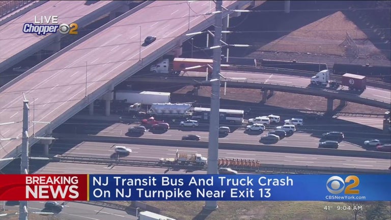 NJ TRANSIT bus crashes into tractor-trailer on Turnpike in Elizabeth, N ...