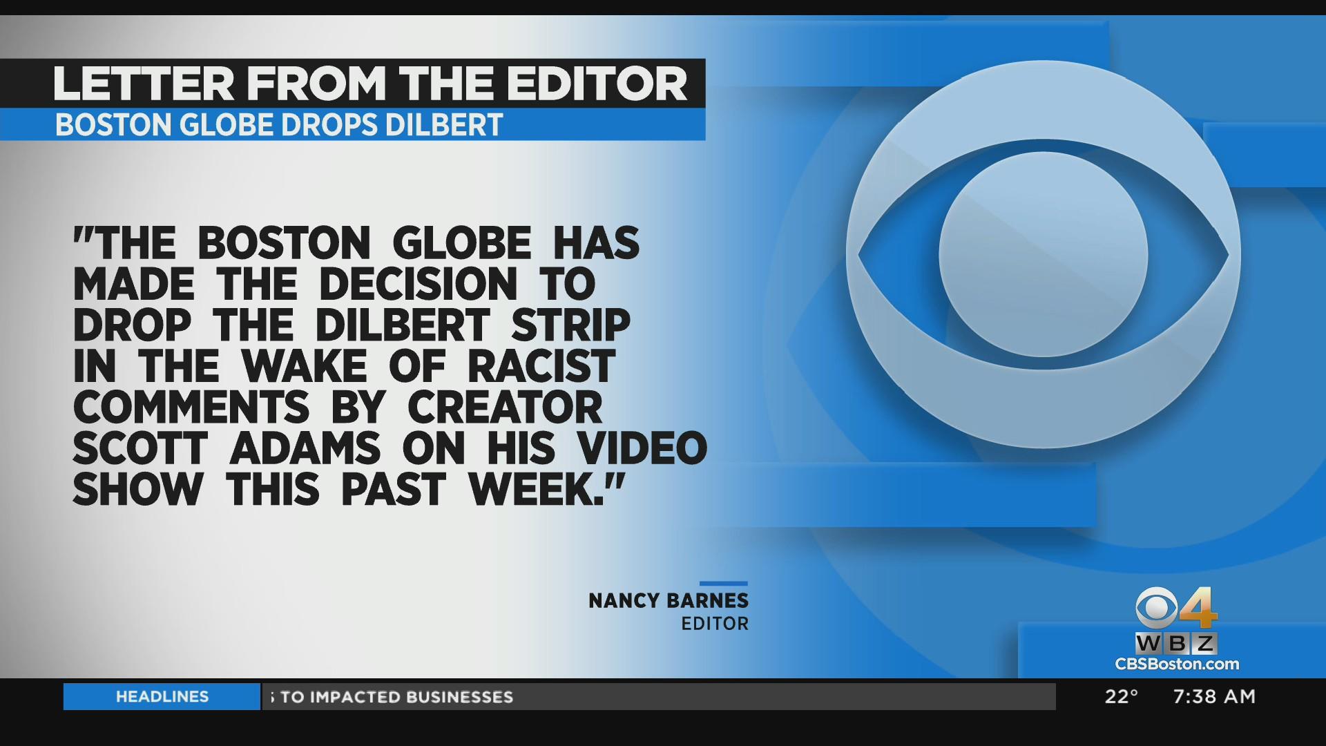 Boston Globe among newspapers dropping Dilbert cartoon after creator's 'racist comments' - CBS ...