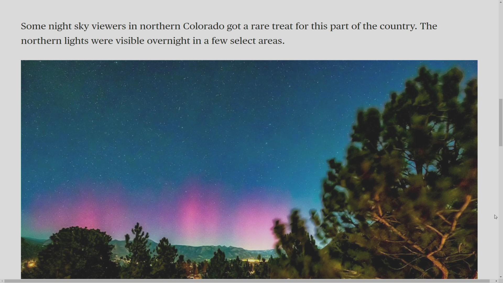 Some Colorado night sky viewers catch a glimpse of the northern lights ...