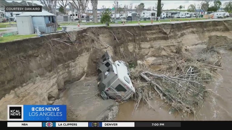 Recovery efforts underway after multiple motorhomes swept away at RV Park in Castaic - CBS Los ...