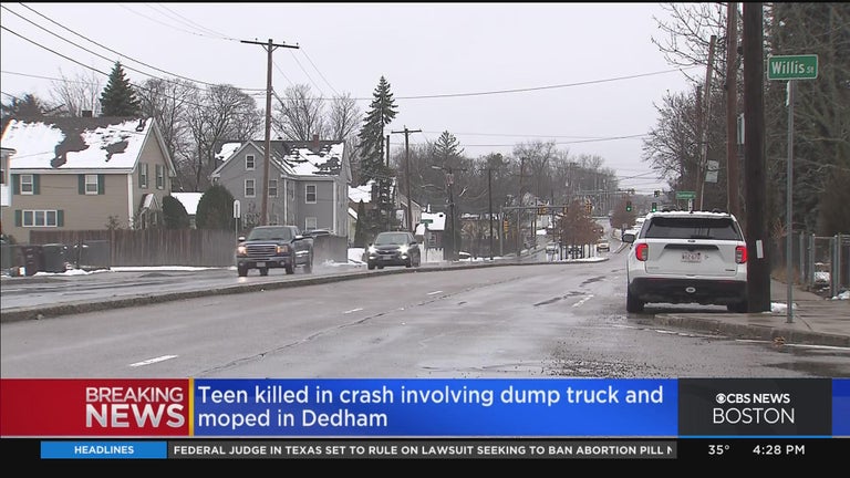Teen driving moped killed in Dedham crash with dump truck - CBS Boston