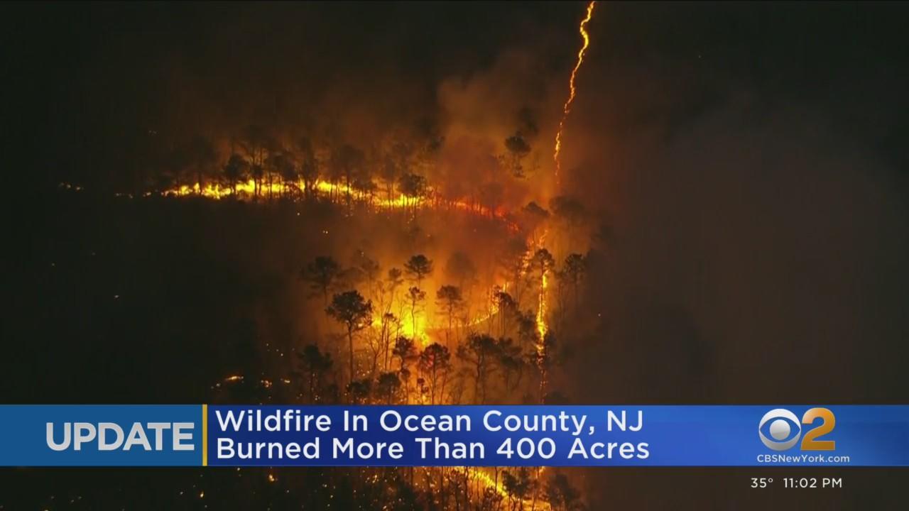 Wildfire shuts down part of Route 539 in Ocean County - CBS New York