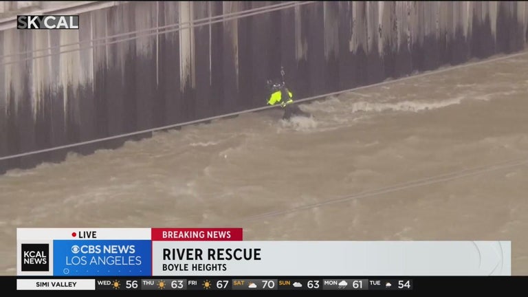 LAFD crews rescue man trapped by swift-moving LA River water in Boyle ...