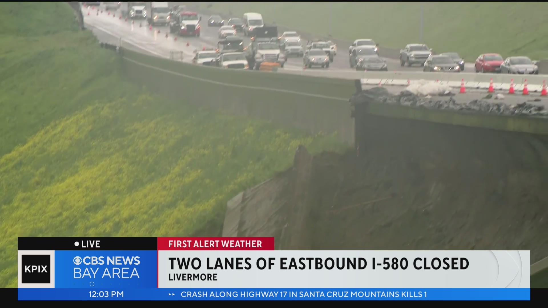 Update: Eastbound I-580 roadway crack near Livermore forces lane ...