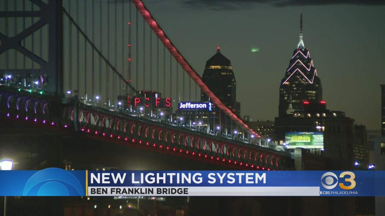 Ben Franklin Bridge upgraded with new LED lighting system - CBS ...