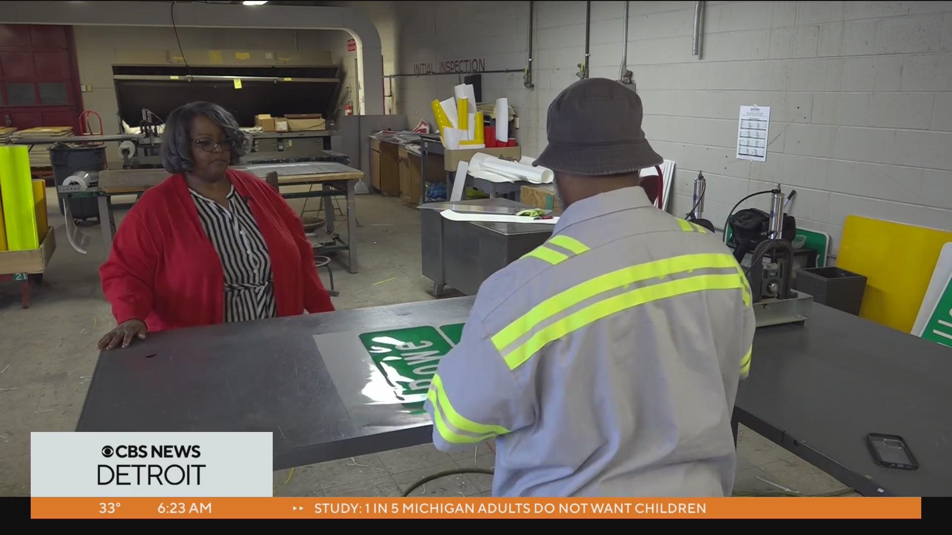 A behind-the-scenes look at Detroit's traffic sign shop - CBS Detroit