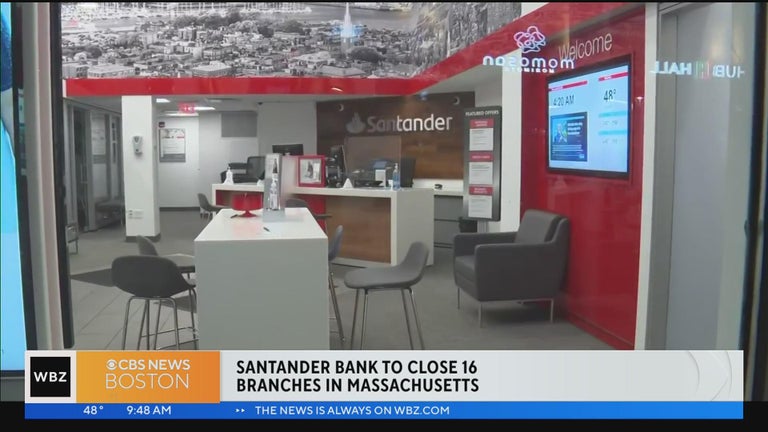 Santander Bank closing more than a dozen Massachusetts branches - CBS ...