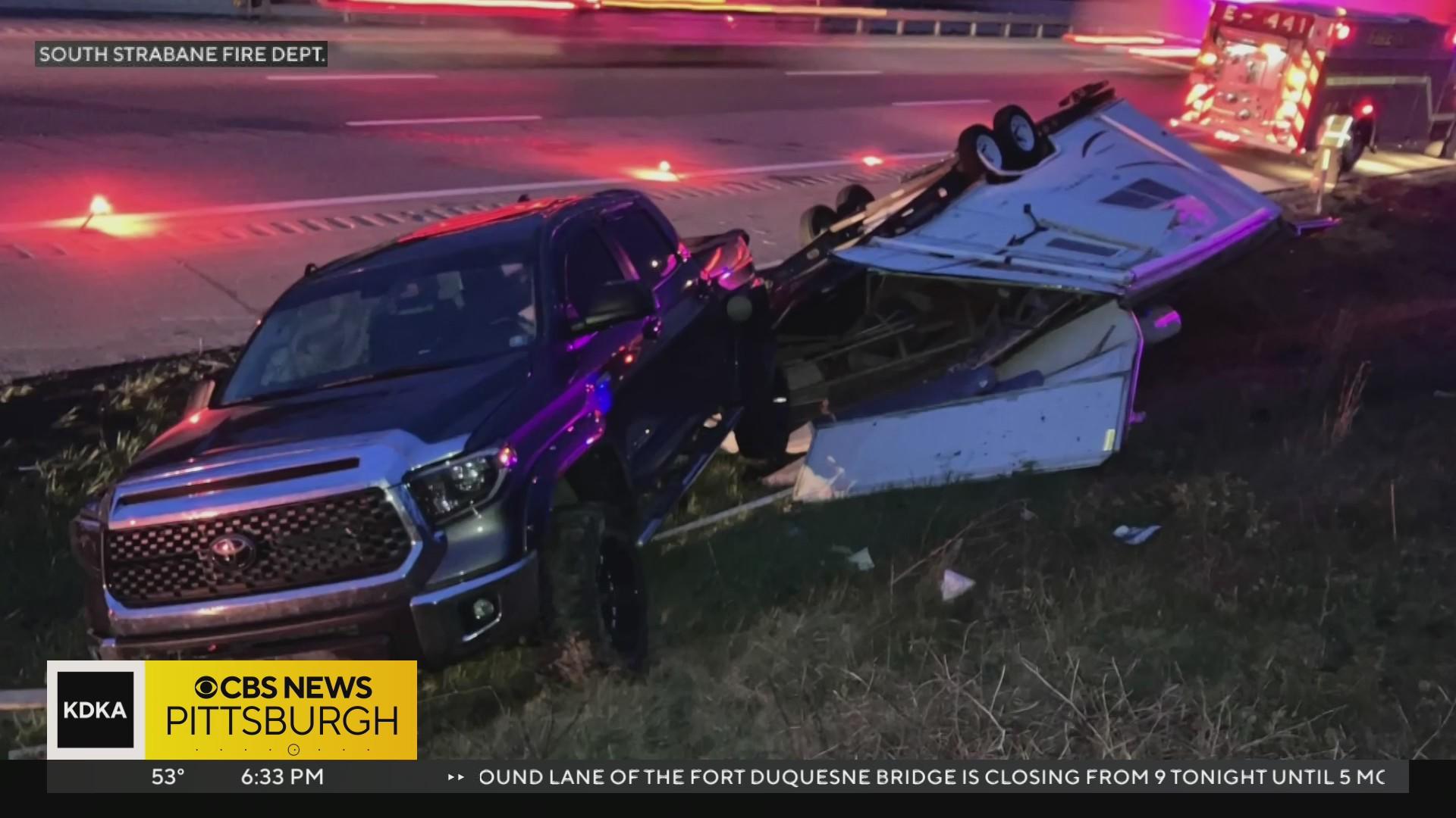 Fire truck struck by driver at accident scene on Interstate 70 - CBS ...